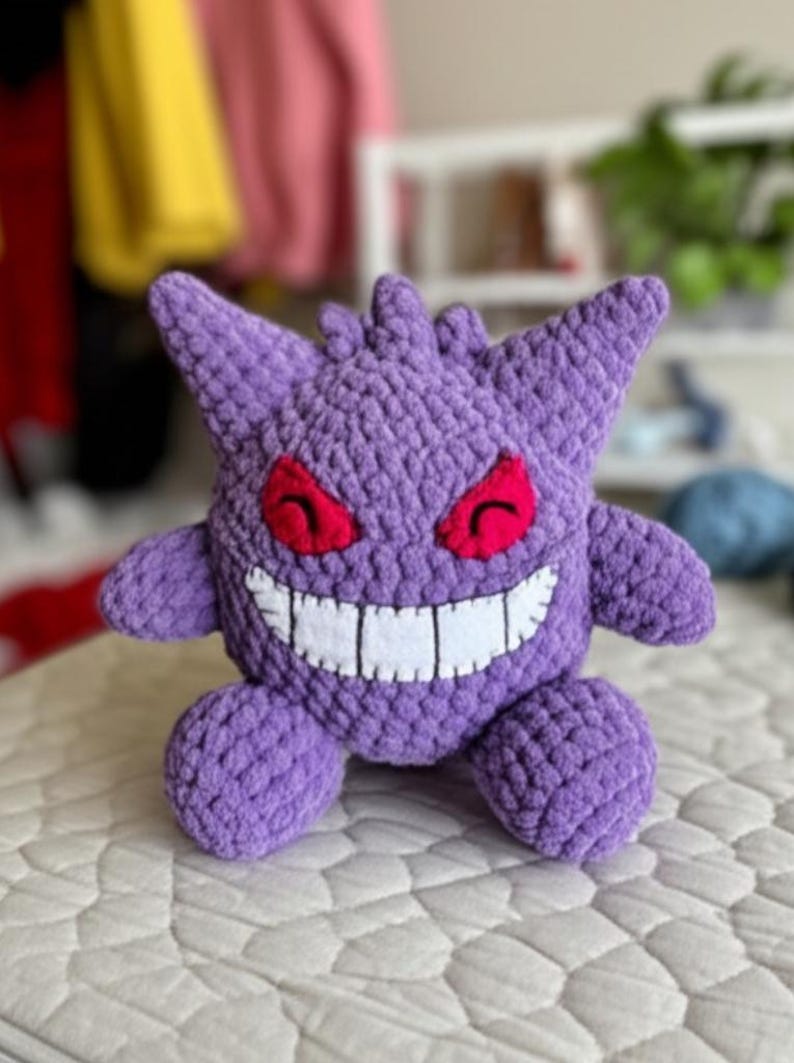 Amigurumi Gengar Crochet Pattern | Gengar Amigurumi Pokemon Plushie ...