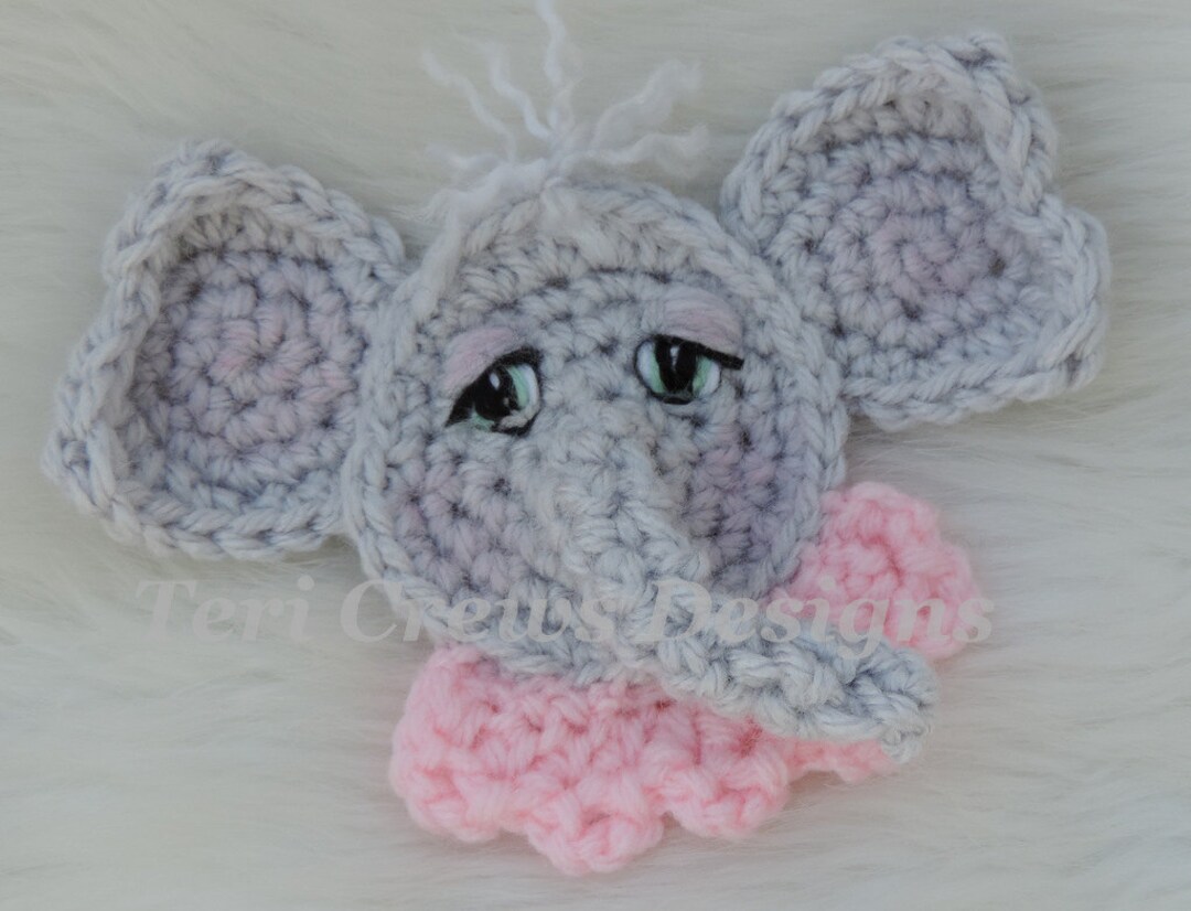 Cute Elephant Applique Crochet Pattern Instant Download by Teri Crews ...