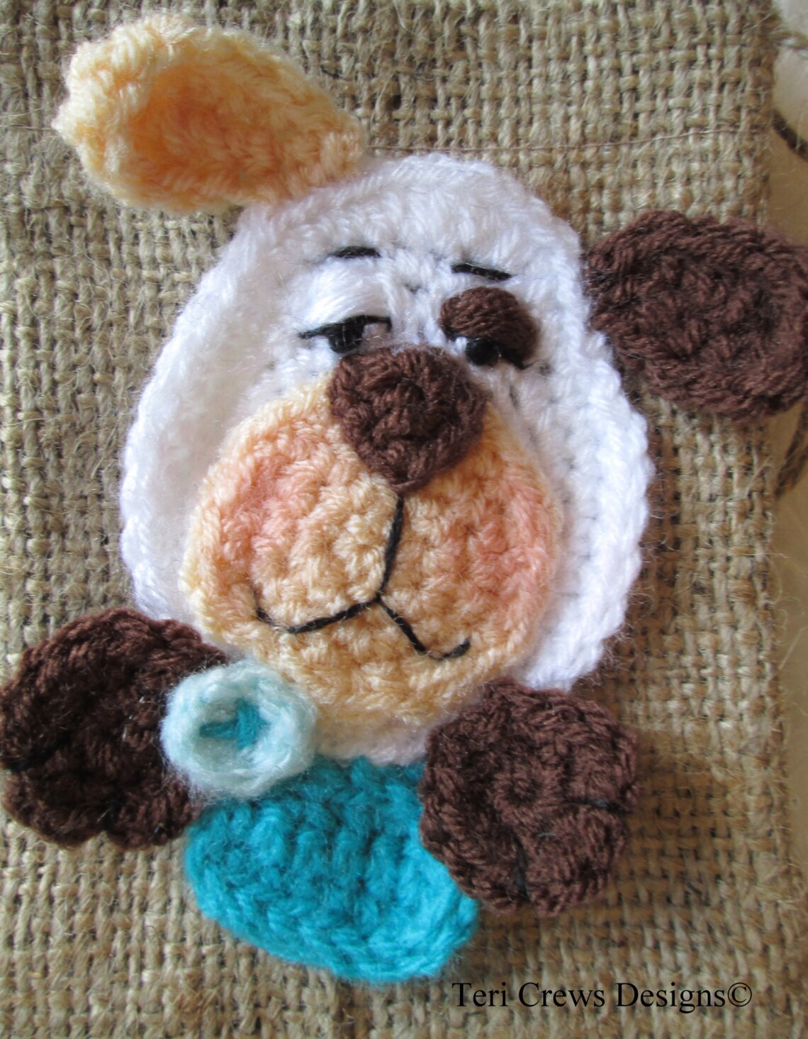 Crochet Pattern Dog Applique Embellishment by Teri Crews Wool | Etsy