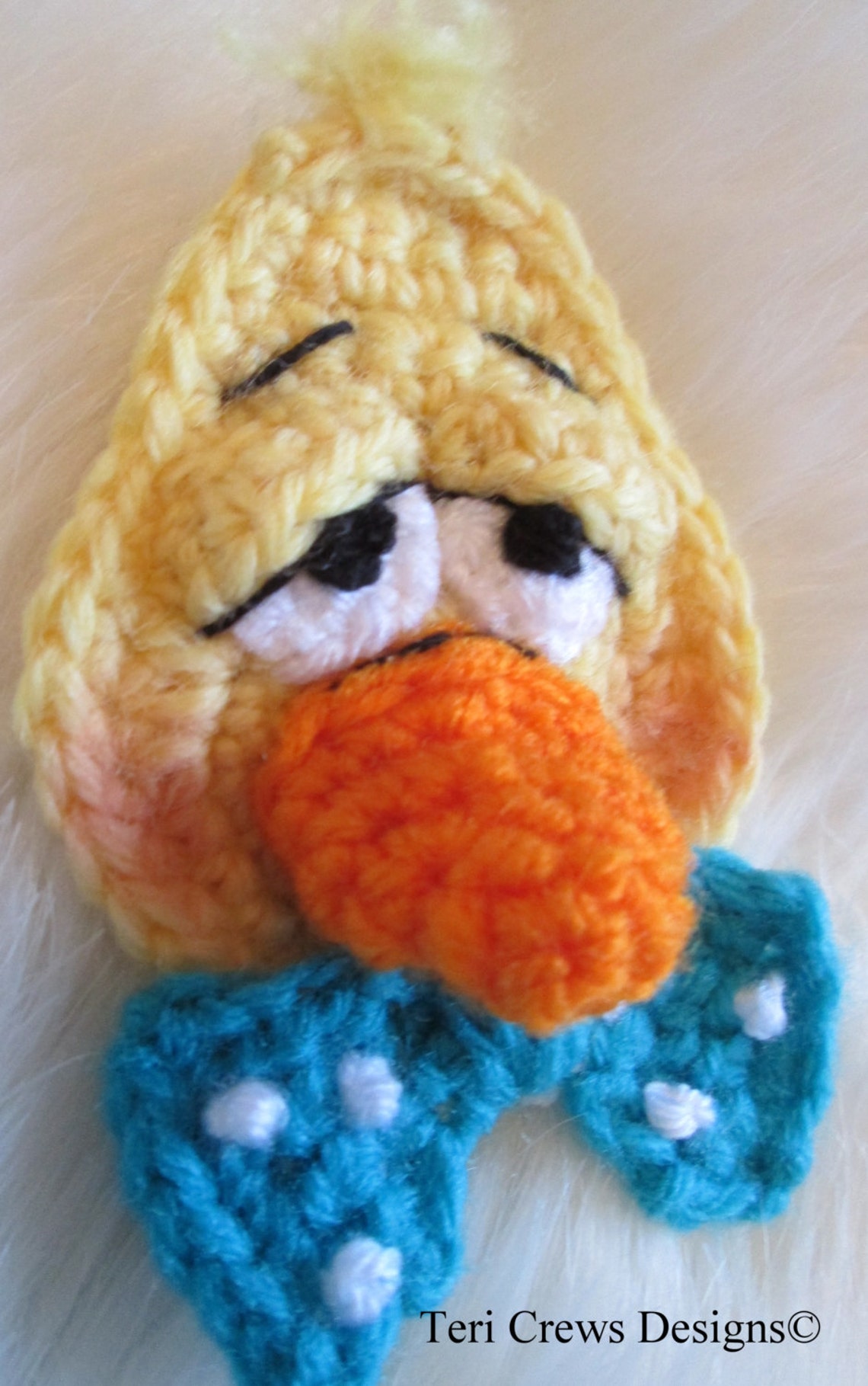 Crochet Pattern Duck Applique Embellishment by Teri Crews Wool | Etsy