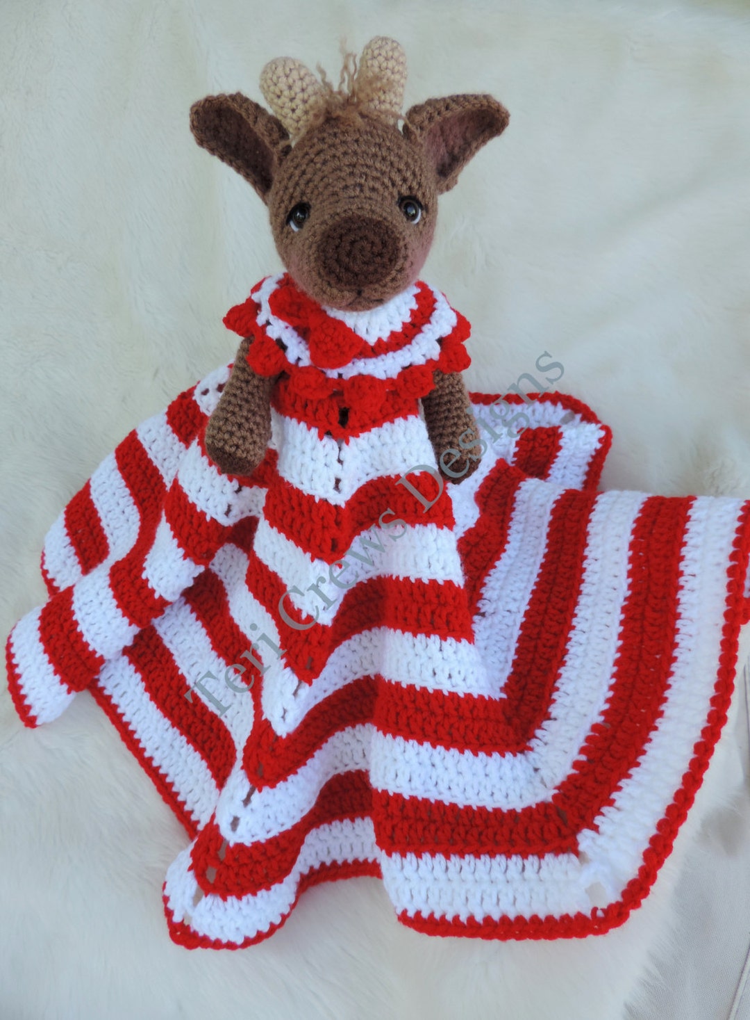 Reindeer Huggy Blanket Crochet Pattern Baby Blanket, Softie, Lovey ...