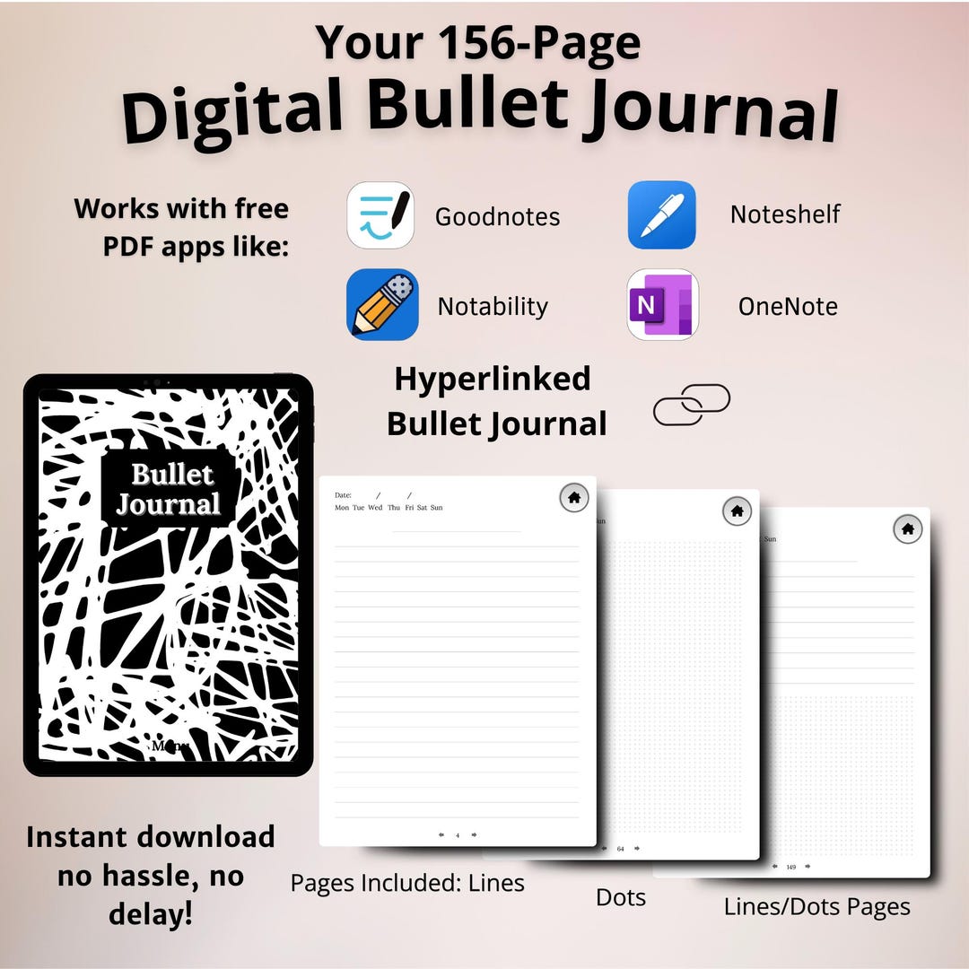 Digital Bullet Journal Template, Hyperlinked Bullet Journal for iPad ...