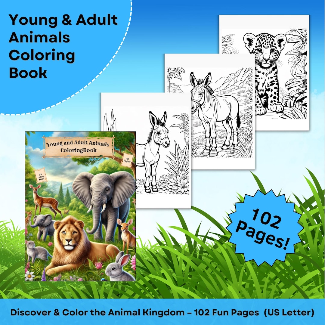 Printable Animal Coloring Book for Kids, Cute Animal Coloring Pages ...
