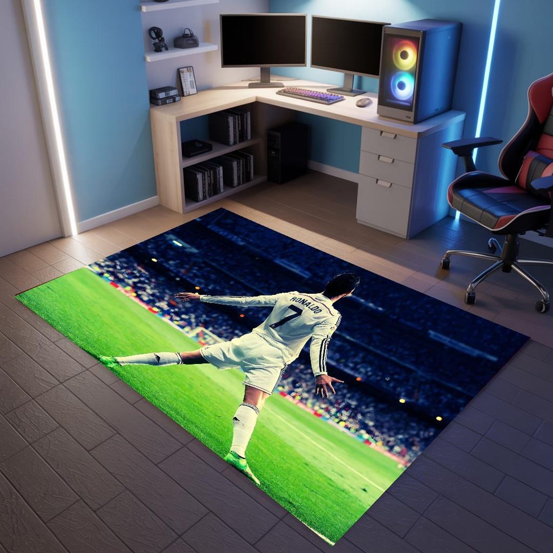 Cristiano Ronaldo Football Rug – Soccer Legend Carpet, CR7 Fan Gift ...