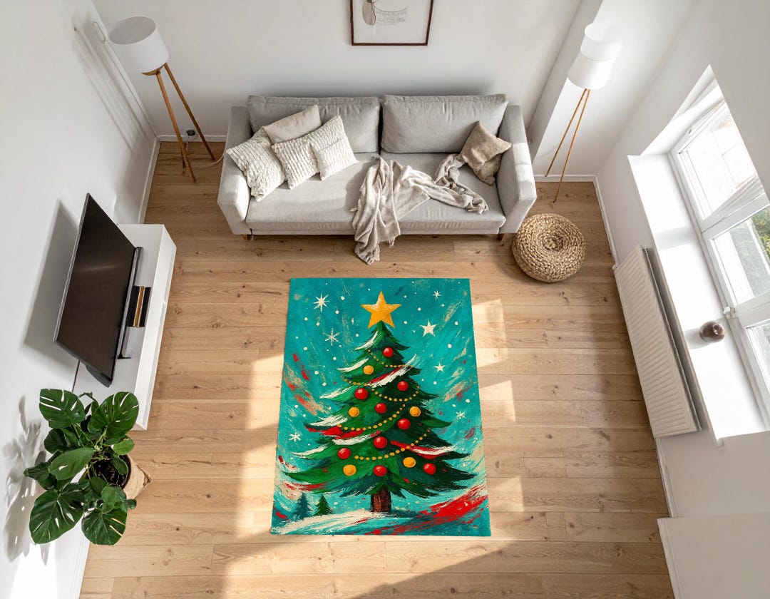 Christmas Tree Rug – Festive Holiday Floor Mat, Cozy Xmas Home Décor ...
