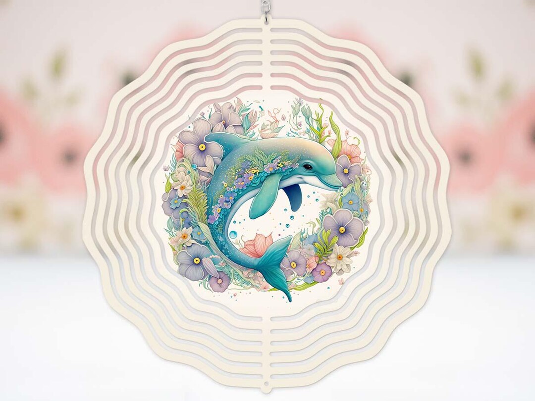 Dolphin Wind Spinner: Floral Marine Garden Art, 10 Inch - Etsy