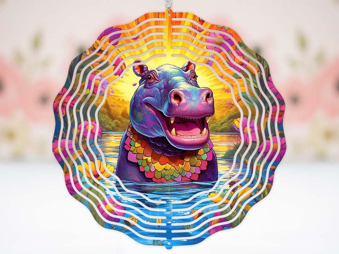 Hippo Wind Spinner, Colorful African Jungle Decor #395 - Etsy