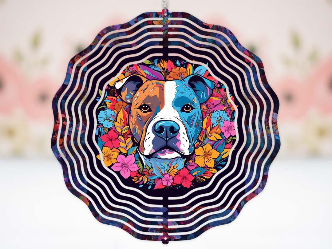 Floral Pit Bull Wind Spinner, Colorful Dog Lover Gift # 364 - Etsy