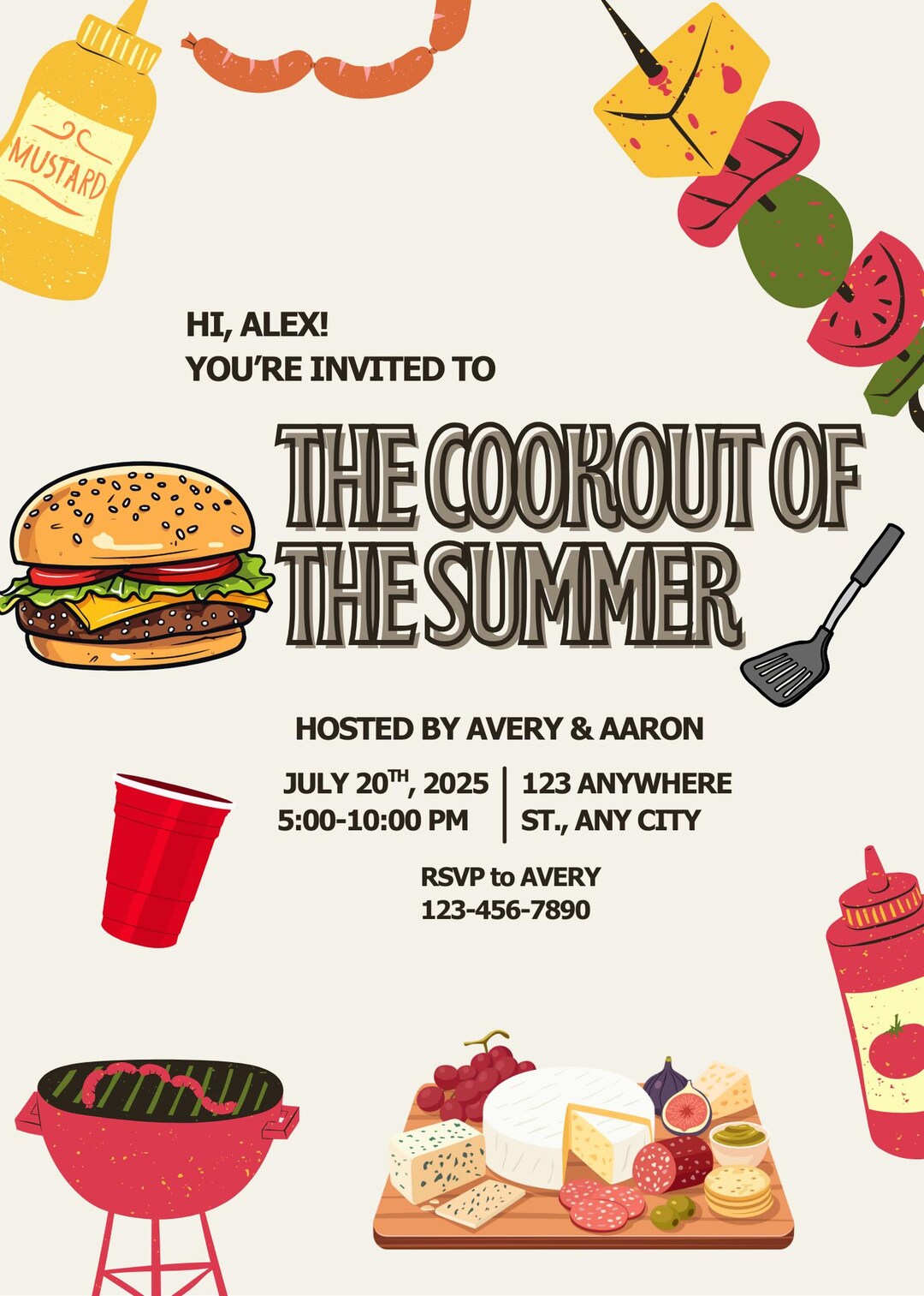 Summer Cookout Invitation | Editable BBQ Party Invite | Instant ...