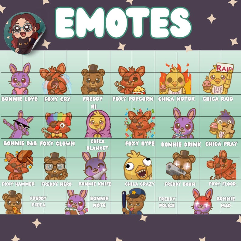 FNAF Emotes – 22x Bonnie, Foxy, Chica, Freddy, Twitch & Discord ...