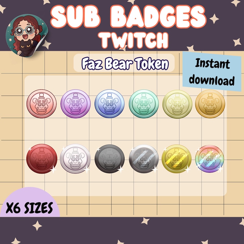 Fazbear Token Twitch Sub Badges | FNAF Coin Bundle (digital Download ...