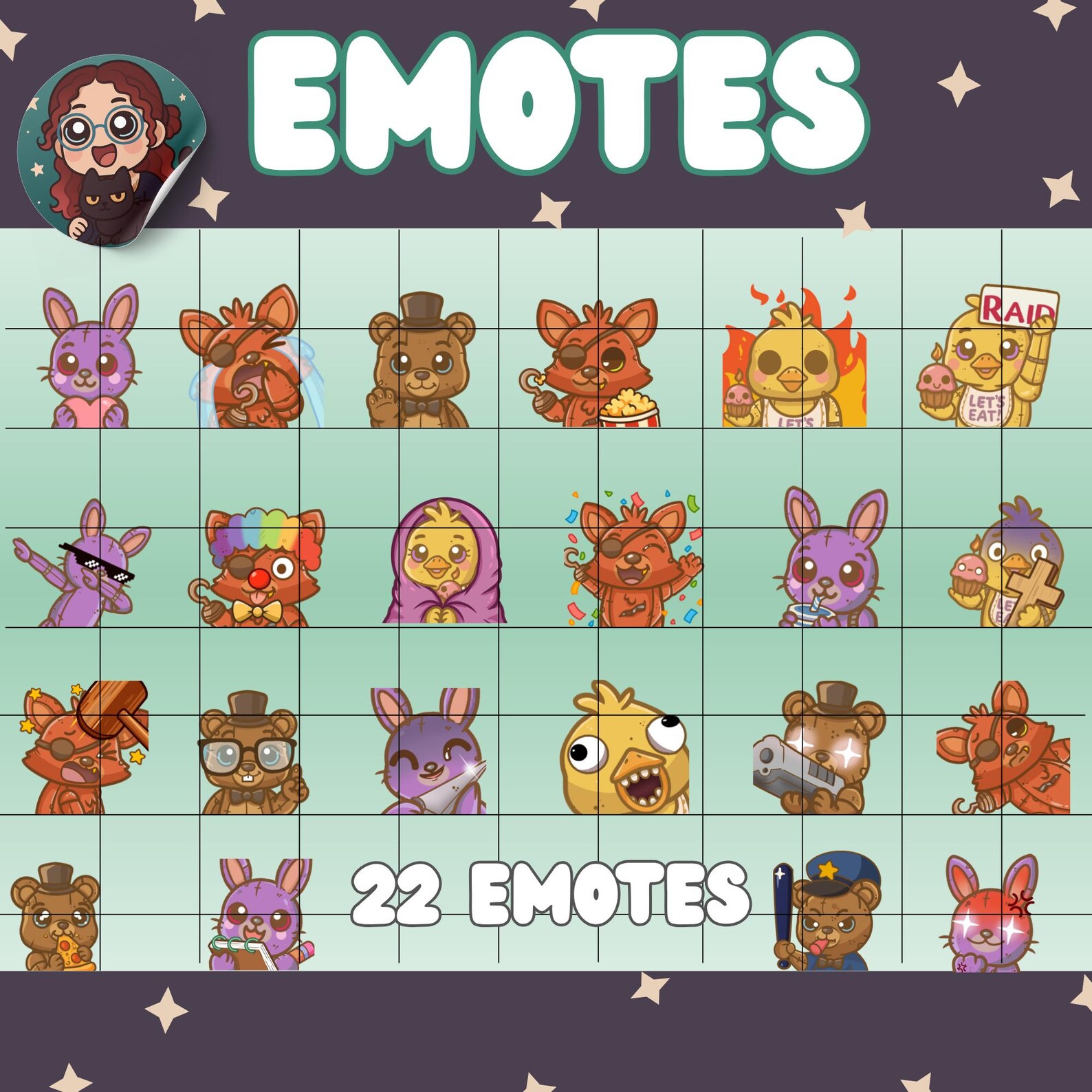 FNAF Emotes – 22x Bonnie, Foxy, Chica, Freddy, Twitch & Discord ...