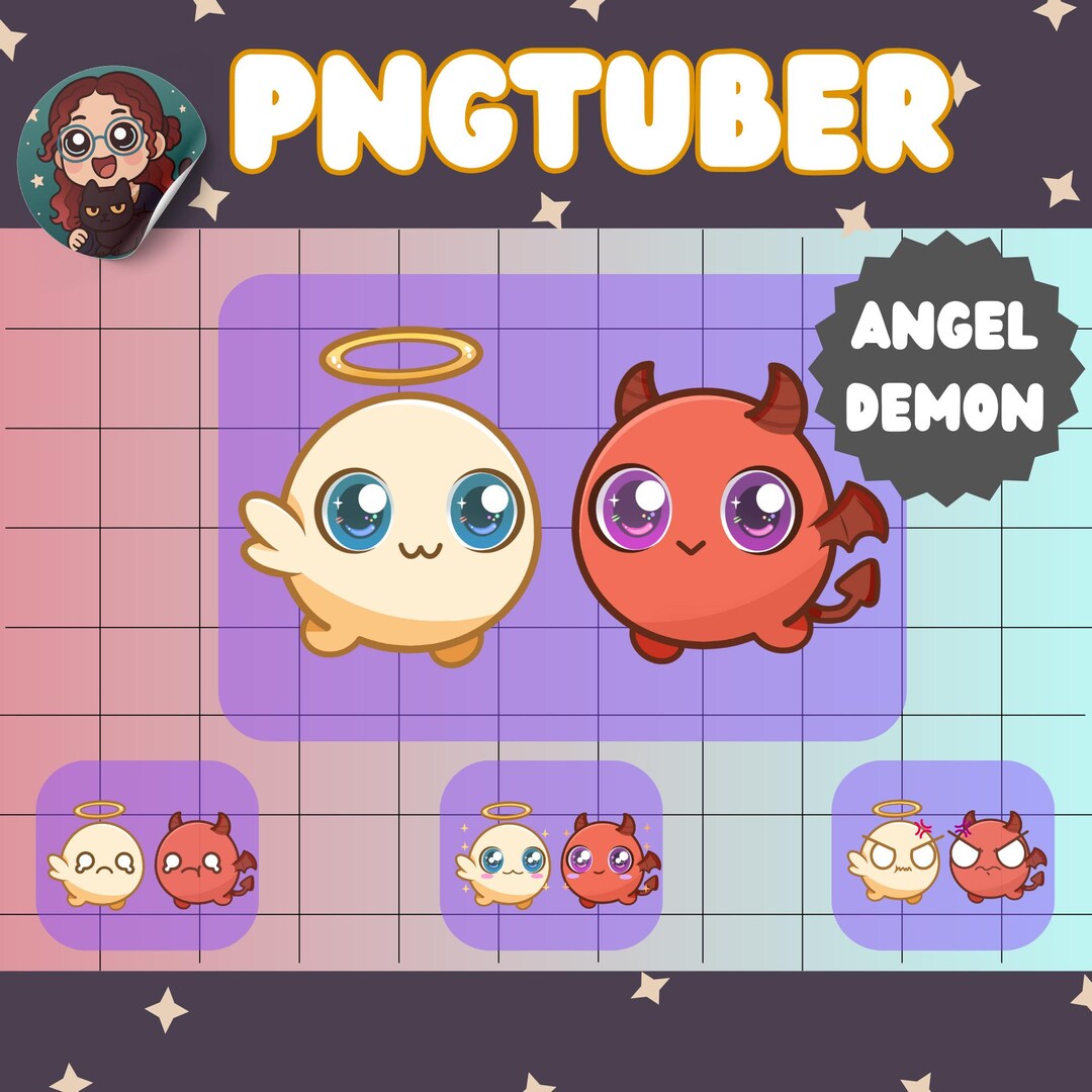Angel & Devil Pngtuber Avatar: Kawaii Chibi Twins (digital Download) - Etsy