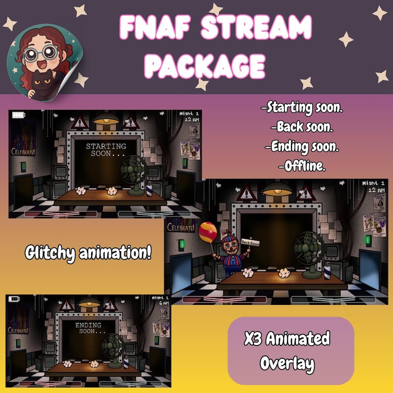 FNAF Stream Overlay Package | Animated Screens, Emotes - Etsy