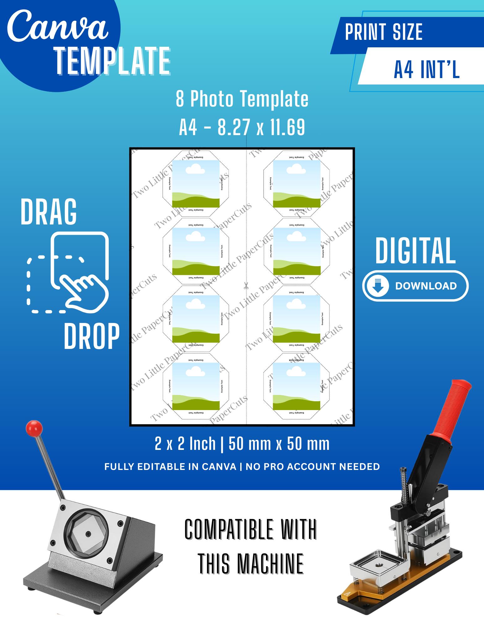 A4 Sizing | 2x2 Magnet Template | Canva Template | Editable Photo ...