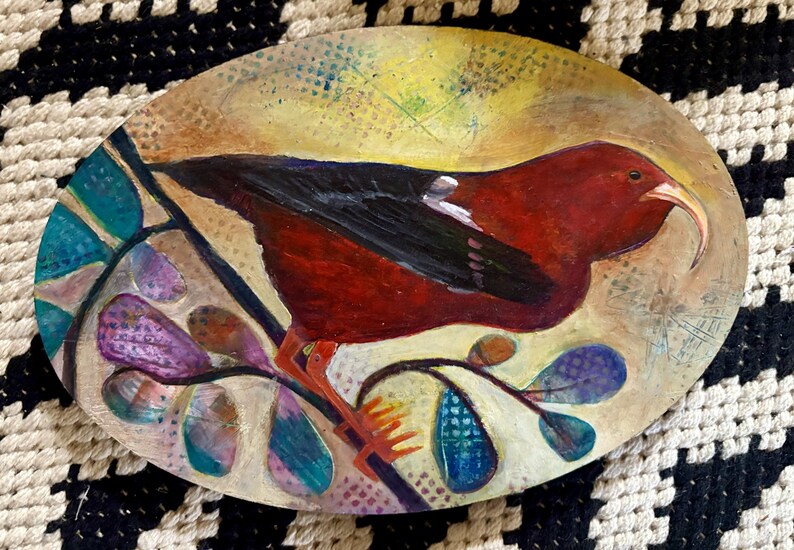 Hawaiian ʻiʻiwi Honeycreeper Art • Bird Art Decor • Native Forest Bird ...