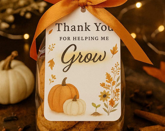 Teacher Appreciation Gift Tags: Fall Pumpkin Floral Printable (JPG ...