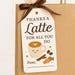 Thanks a Latte Printable Gift Tags: Coffee Thank You Notes (JPG Digital ...