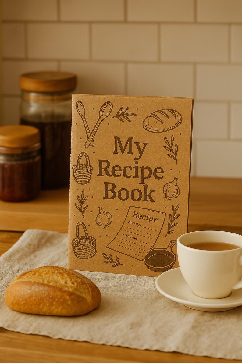 Rustic Printable Recipe Card & Cover Set | Kraft Paper Style | Digital ...