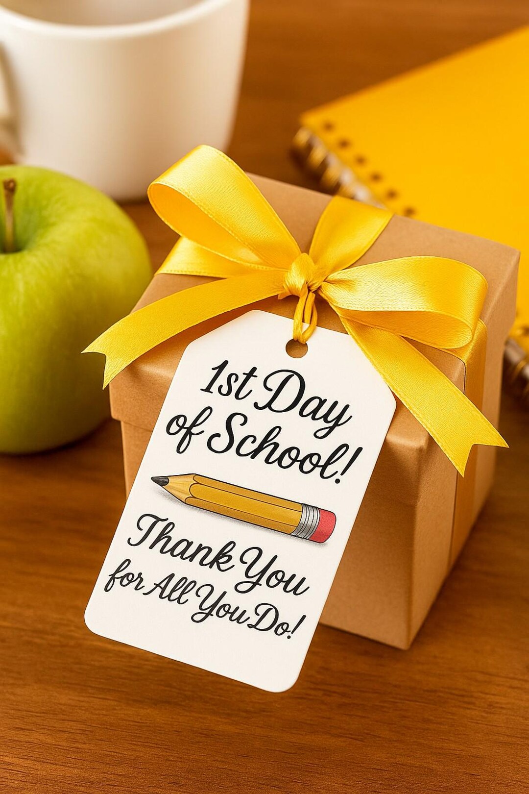 Printable 1st Day of School Teacher Gift Tags, Pencil Design, Thank You ...
