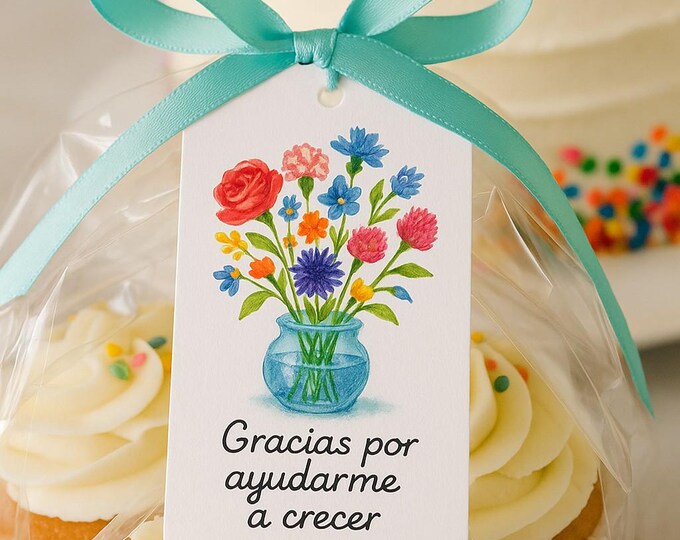 Gracias Por Ayudarme a Crecer Gift Tags – Printable Teacher Thank You Tags – Spanish Floral ...