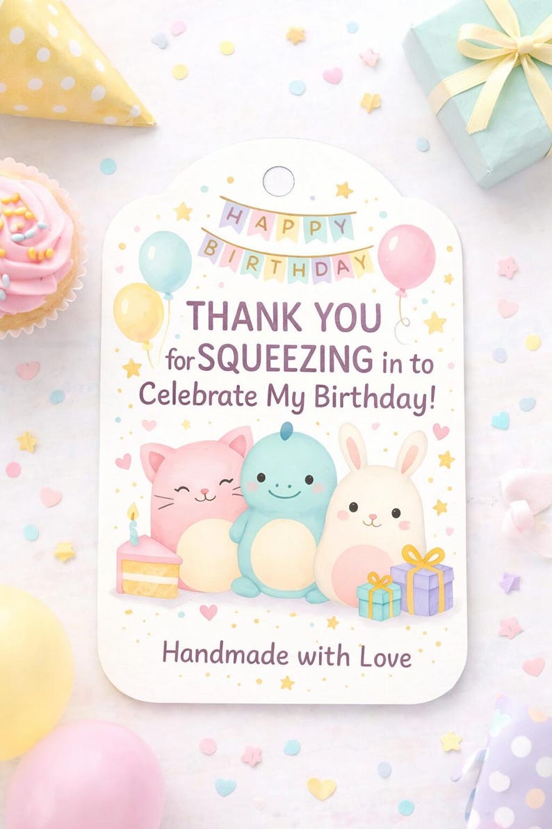 Birthday Hang Tag Printable, Happy Birthday Treat Tag, Pastel Party ...