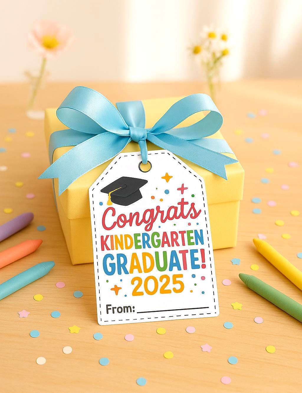 Kindergarten Graduation Gift Tags Printable, Class of 2025, Congrats ...
