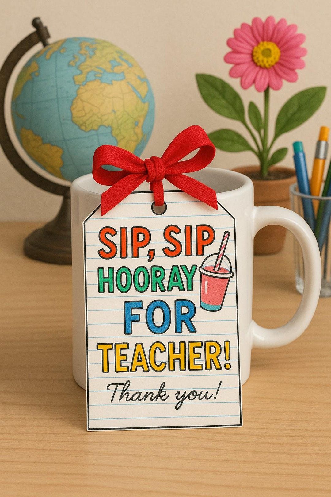 Sip Sip Hooray Teacher Gift Tags, Printable Appreciation Favor (instant ...