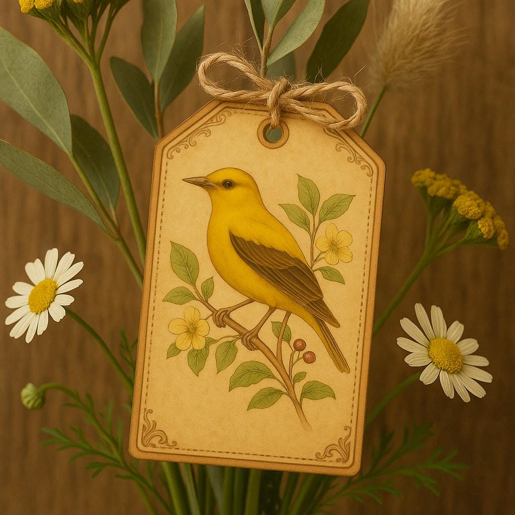 6 Vintage Bird Gift Tags Printable – Botanical Bird Tags, Retro Nature ...