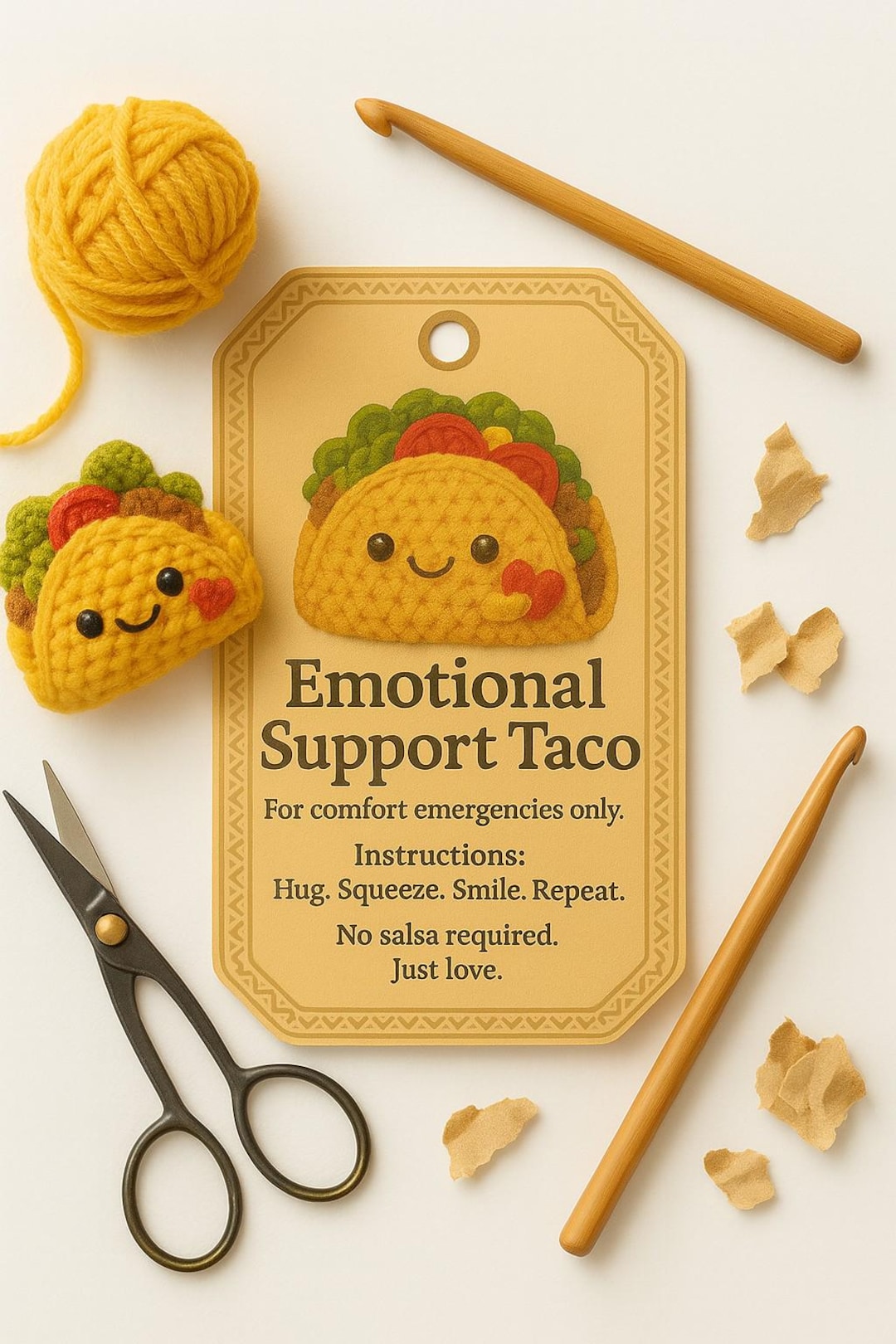 Emotional Support Taco Tags: Crochet Plushie Gift Labels (printable PDF ...