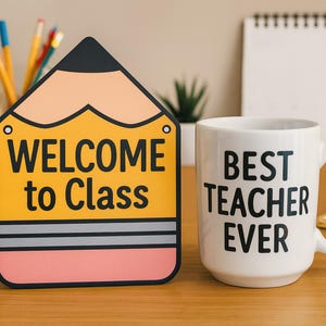 Welcome to Class Door Sign – Printable Pencil-shaped Classroom Wall ...