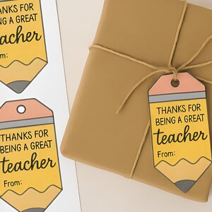 Printable Teacher Gift Tags | Pencil-shaped Tags for Teacher ...