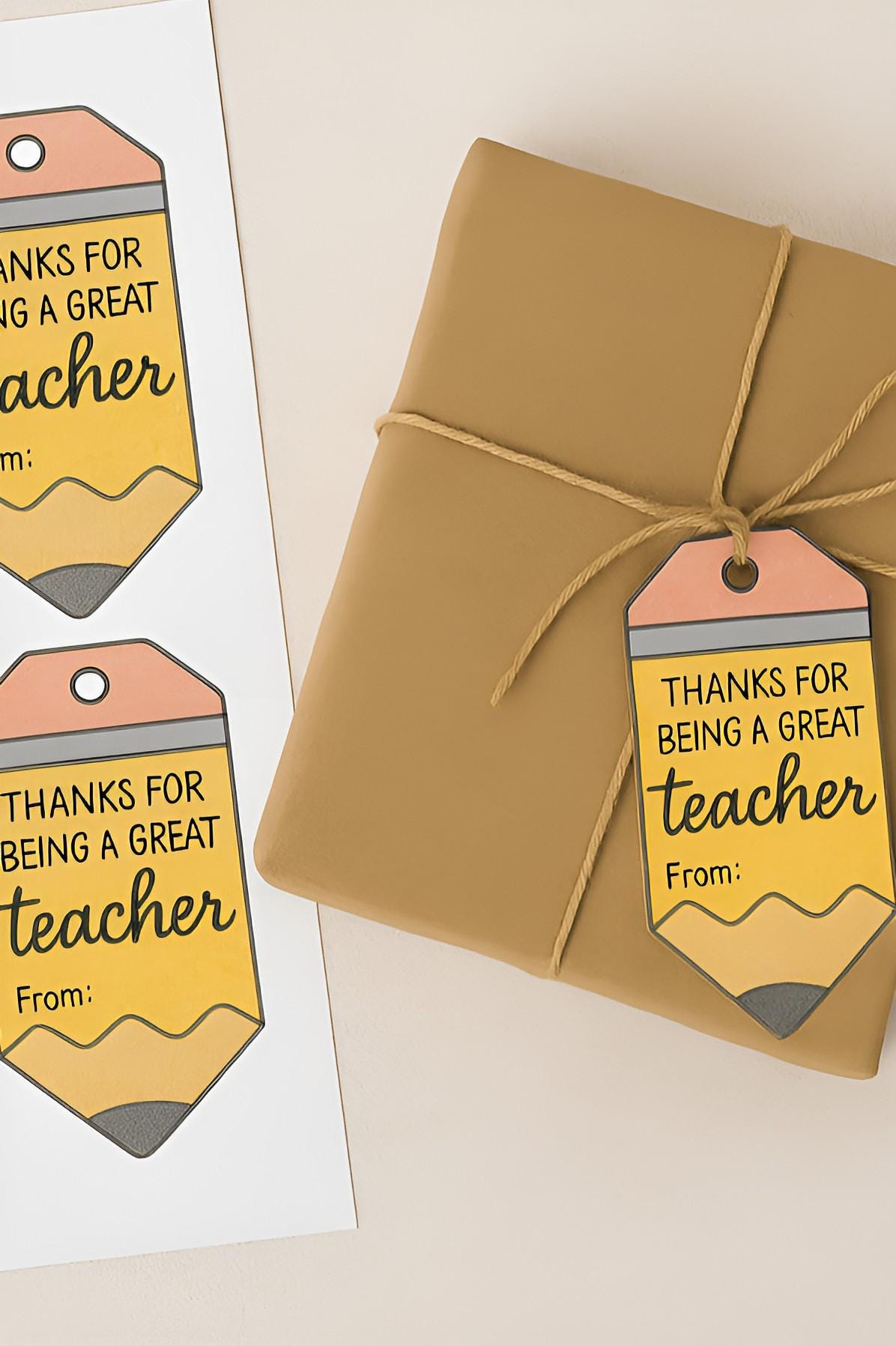 Printable Teacher Gift Tags | Pencil-shaped Tags for Teacher ...