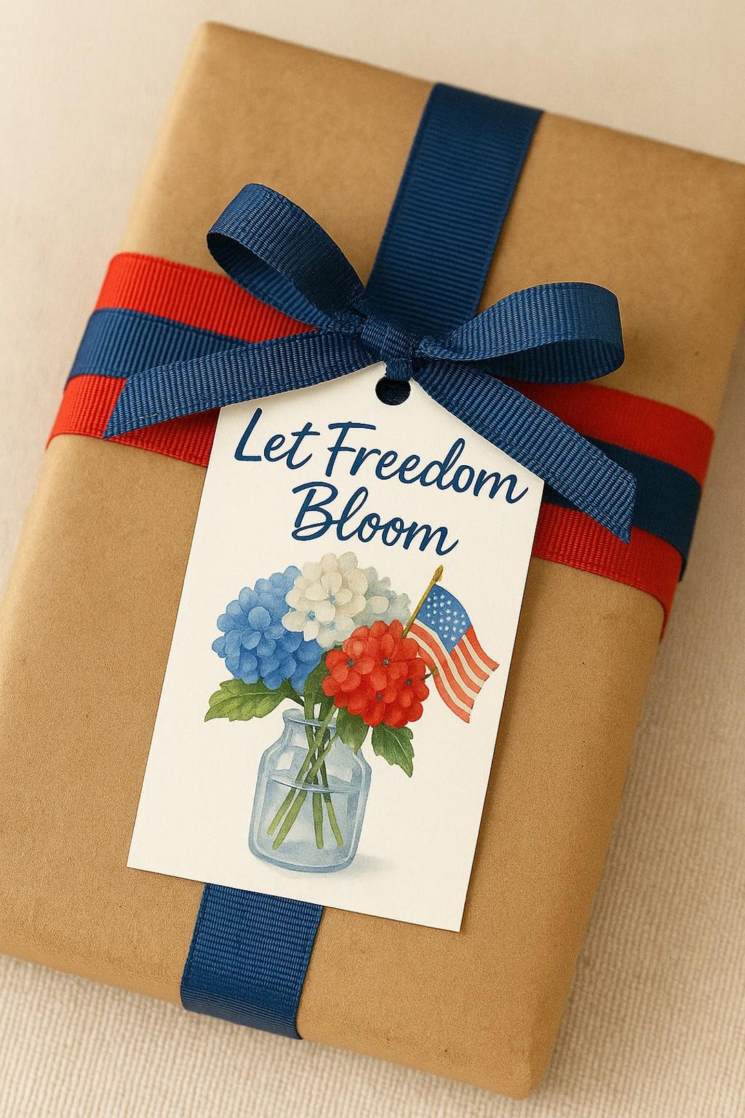 Patriotic Gift Tags – “let Freedom Bloom” Tags With Mason Jar Flowers ...