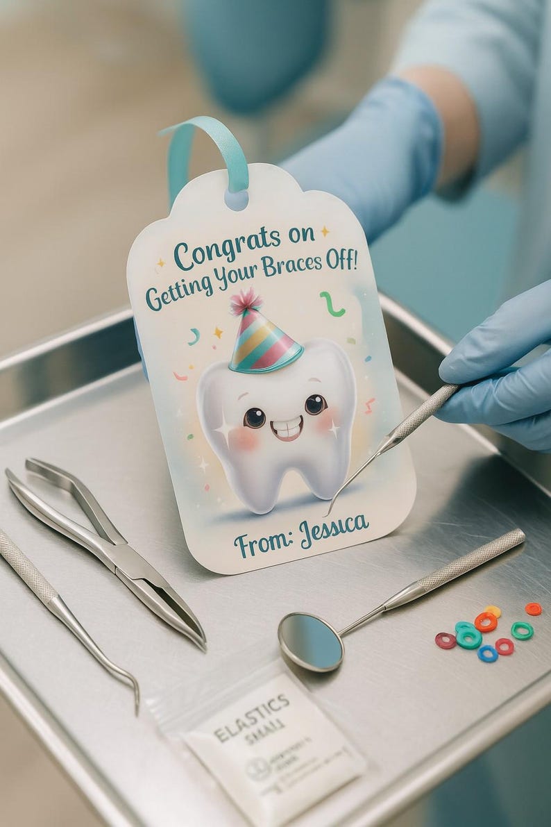 Editable Braces off Tag Canva Template for Orthodontic Patient Gifts ...