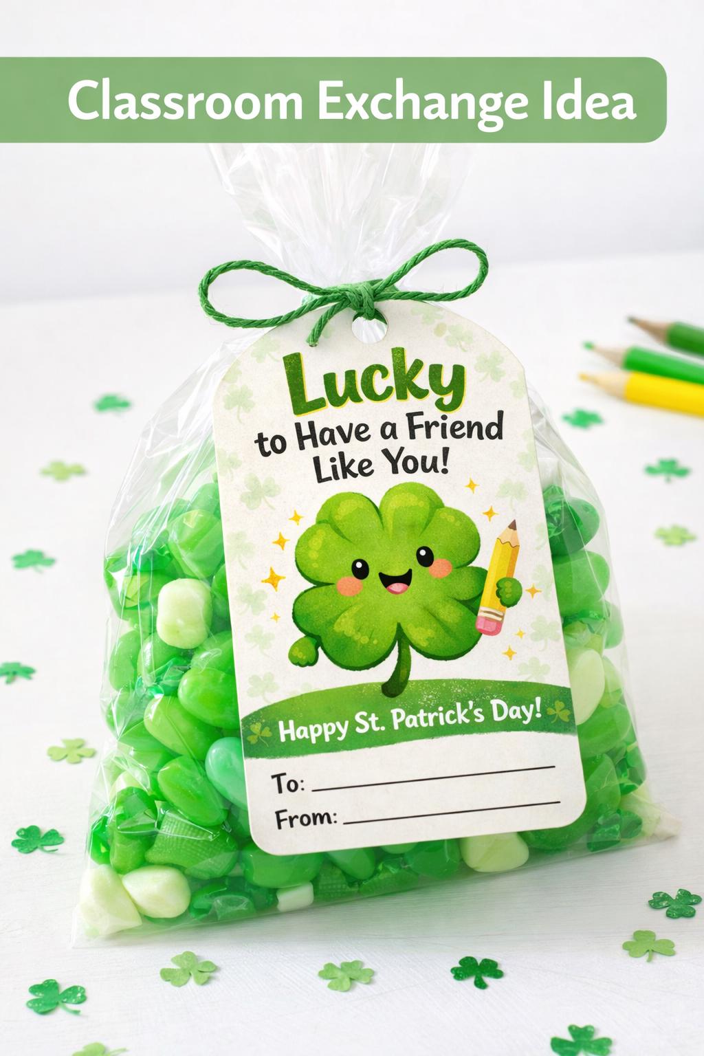 St Patrick's Day Gift Tags, Lucky Friend Clover Design (digital ...