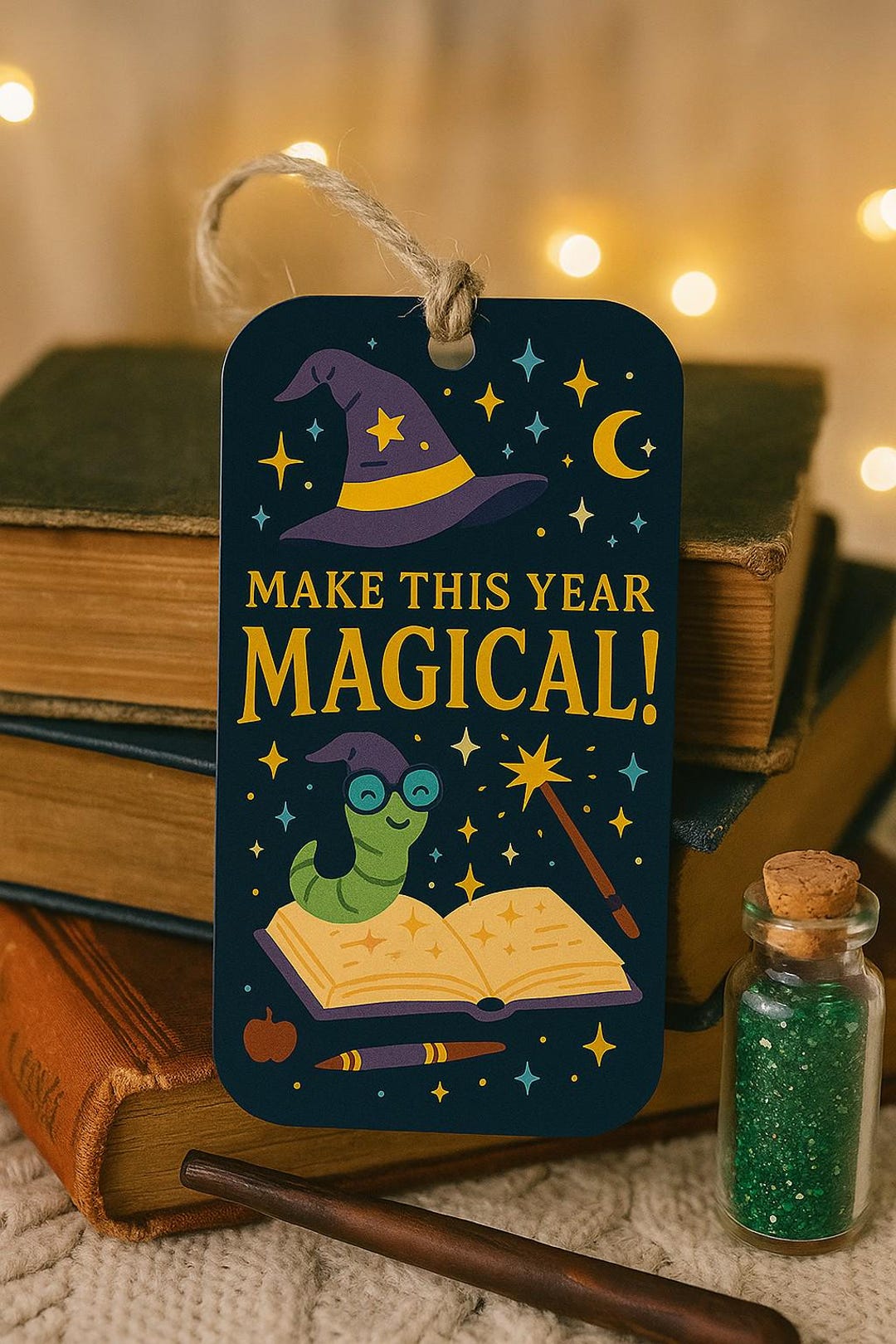 Wizard Bookworm Gift Tags: Magical Back to School Favor Tags (2.5x4 ...