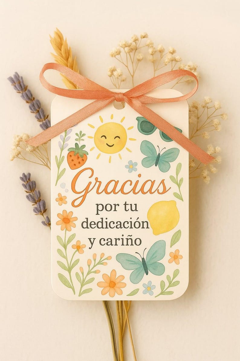 Spanish Teacher Appreciation Gift Tag, Bilingual Thank You Printable ...