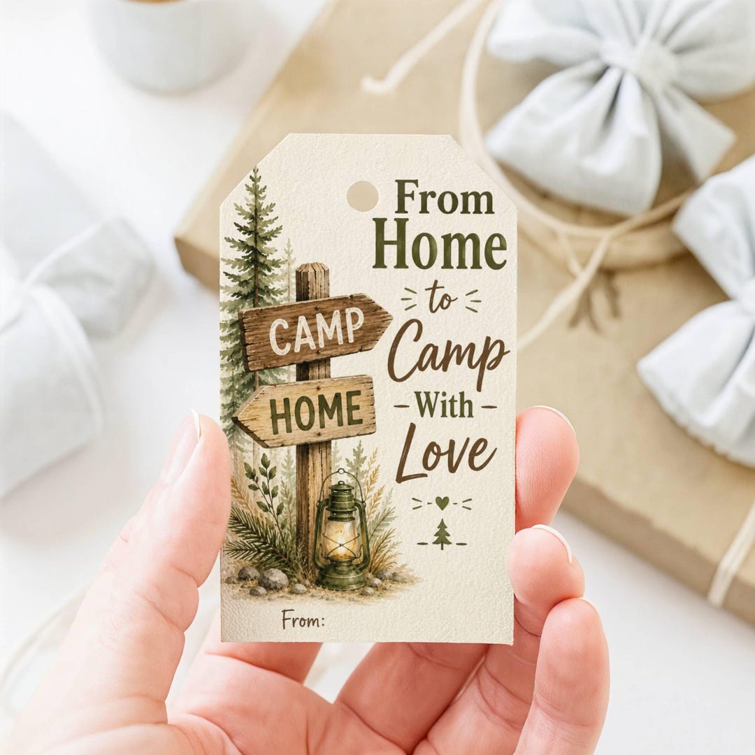 Camp Gift Tag Printable, From Home to Camp With Love Tag, Summer Camp ...
