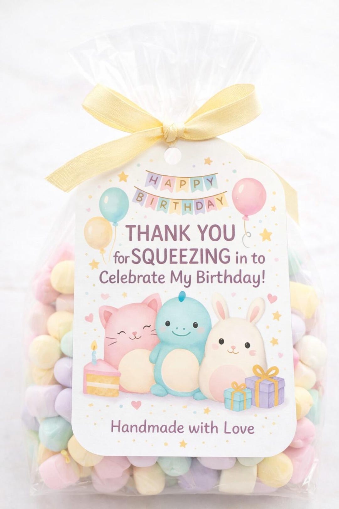 Birthday Hang Tag Printable, Happy Birthday Treat Tag, Pastel Party ...