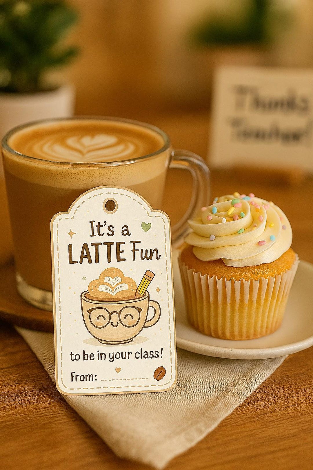 Back to School Latte Gift Tag: Teacher Student Printable (JPG Digital ...