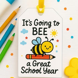 Bee School Year Gift Tags | Printable Favor Tags (JPG Digital File) - Etsy