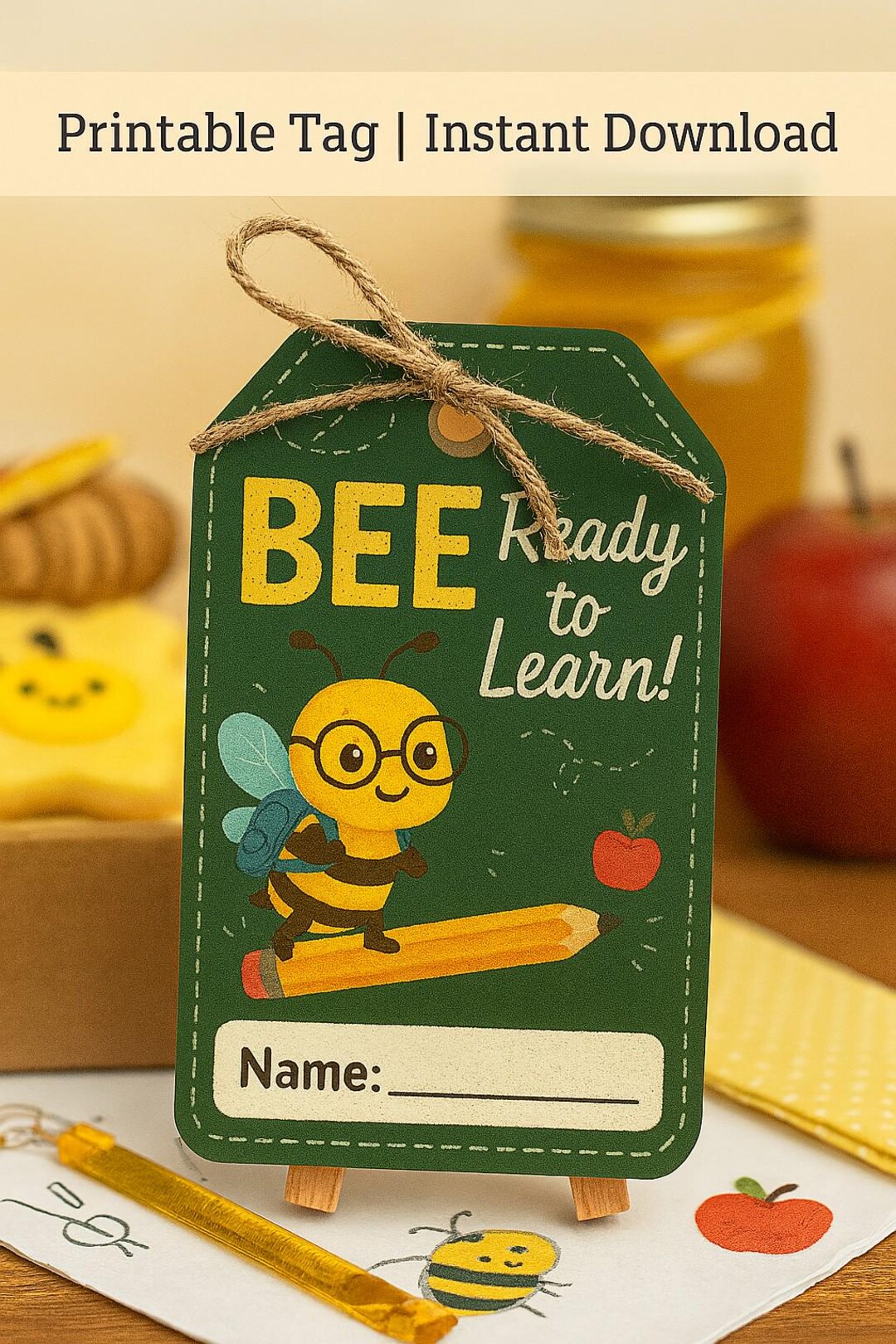 Bee Classroom Name Tags Printable: Back to School Student Gift Labels ...