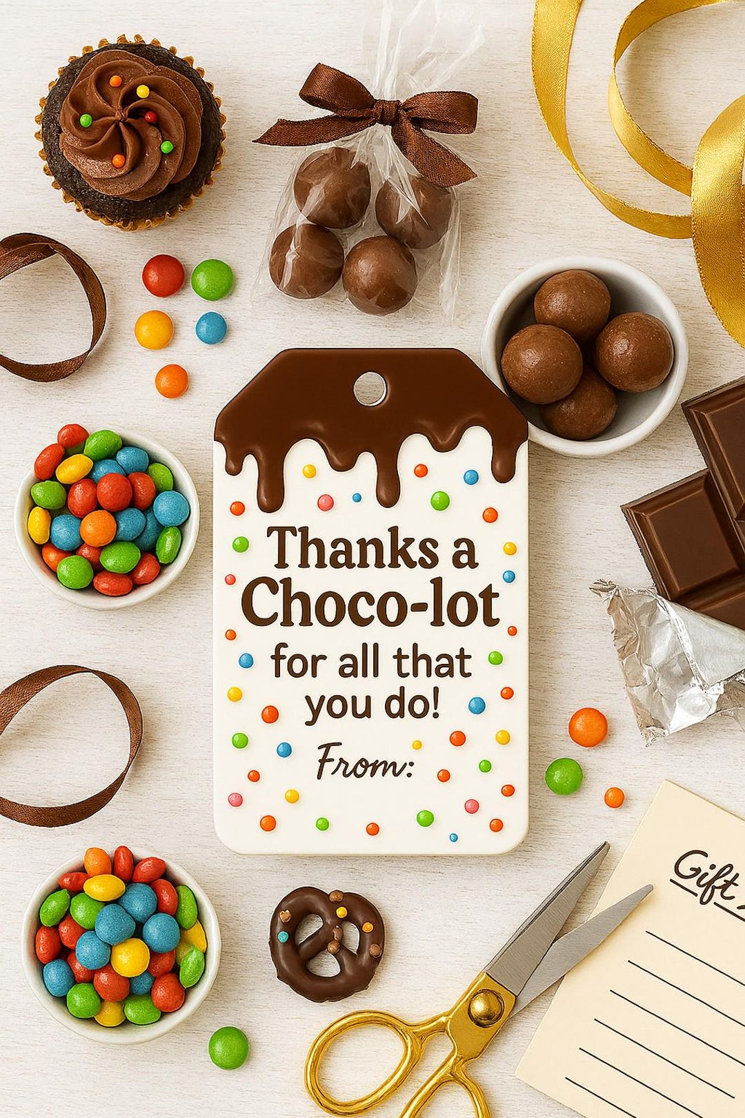 Chocolate Thank You Gift Tags: Teacher Appreciation, Printable (digital ...