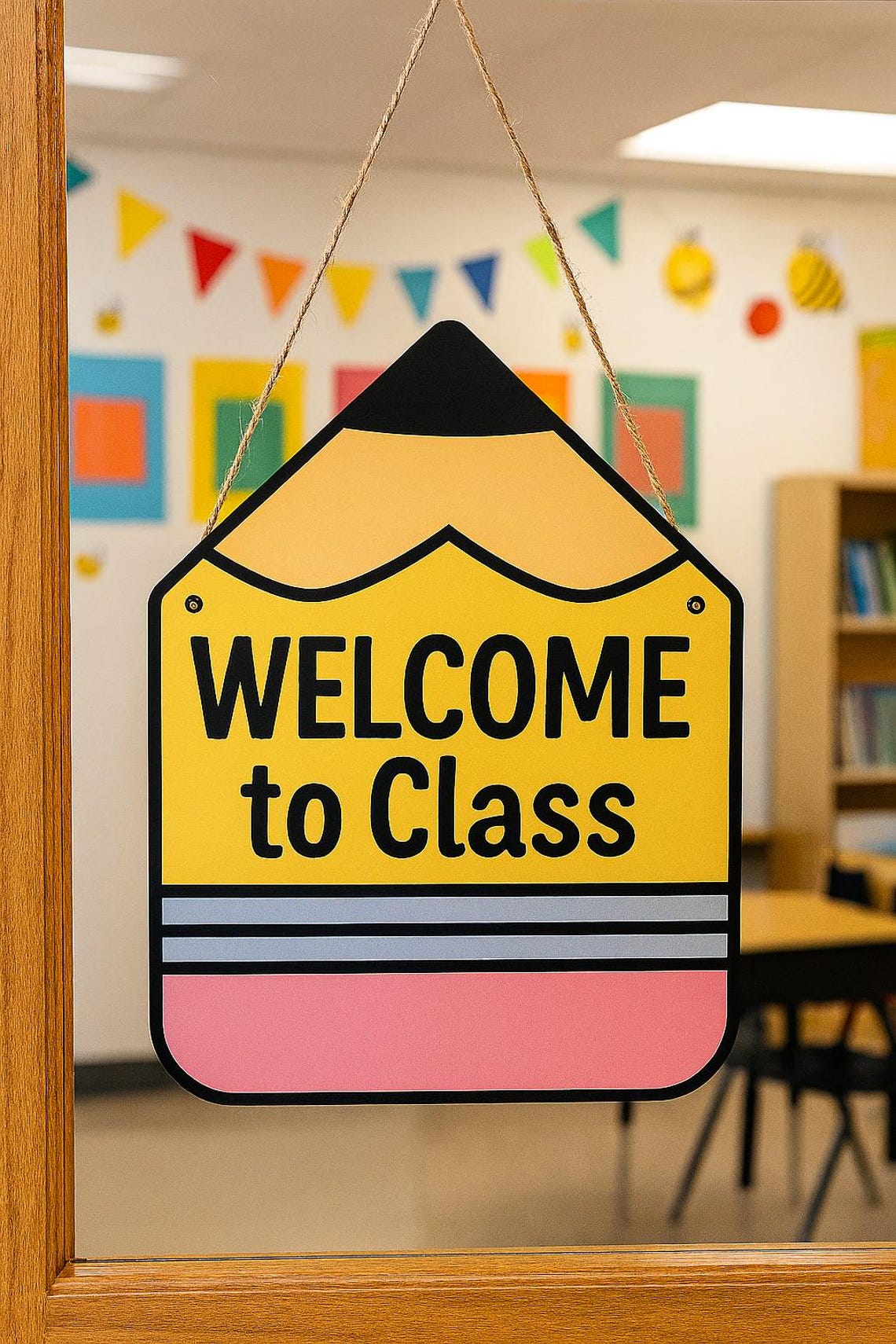 Welcome to Class Door Sign – Printable Pencil-shaped Classroom Wall ...