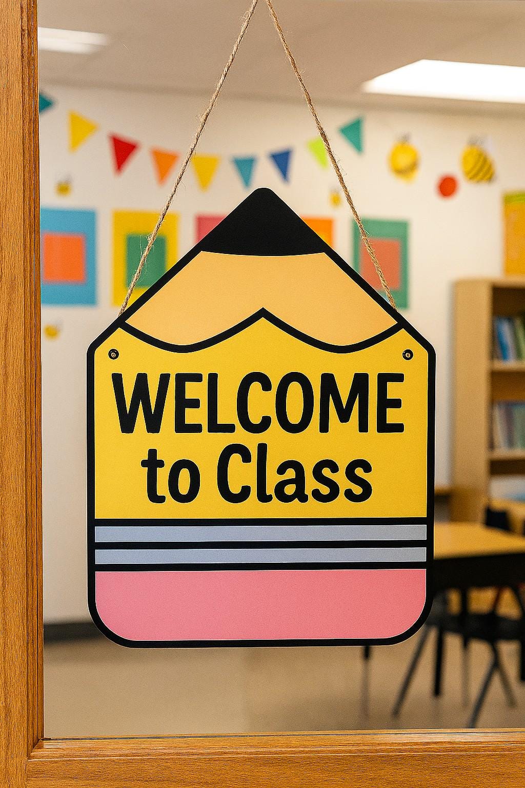 Welcome to Class Door Sign – Printable Pencil-shaped Classroom Wall ...