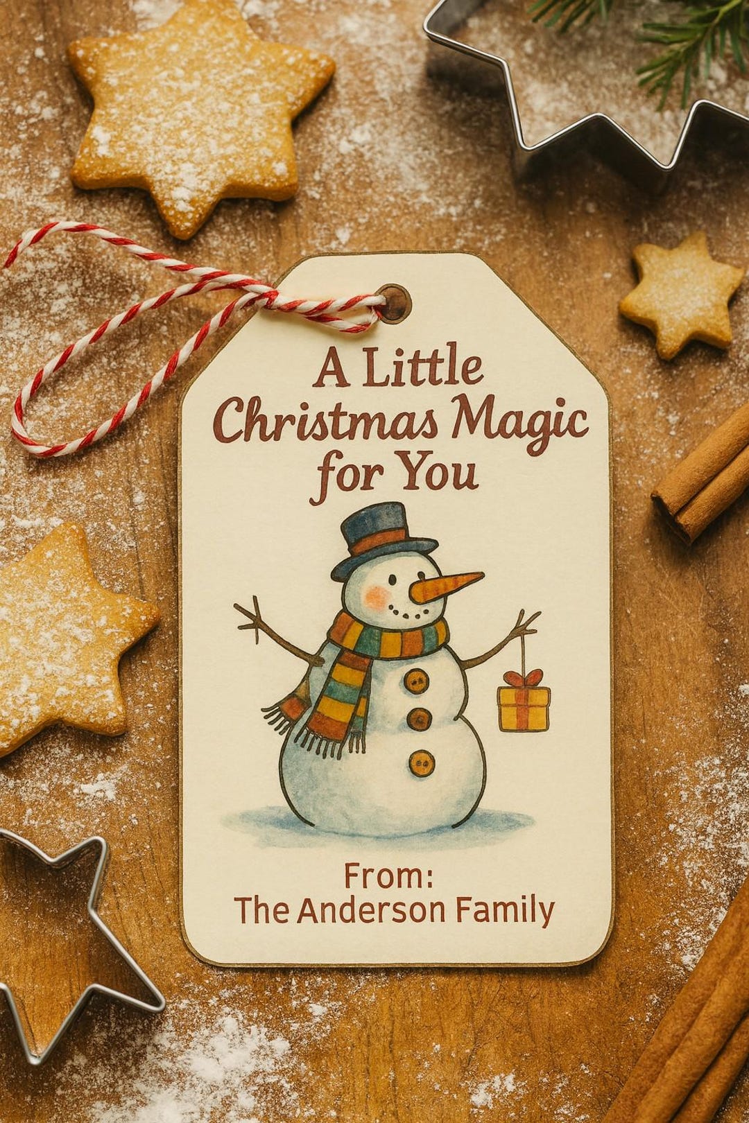 Christmas Snowman Gift Tag Canva Template | Editable Printable Design ...
