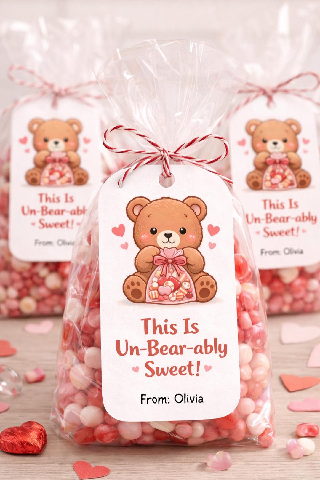 Teddy Bear Valentine Tag, Kids Classroom Gift (DIY Canva Template) - Etsy