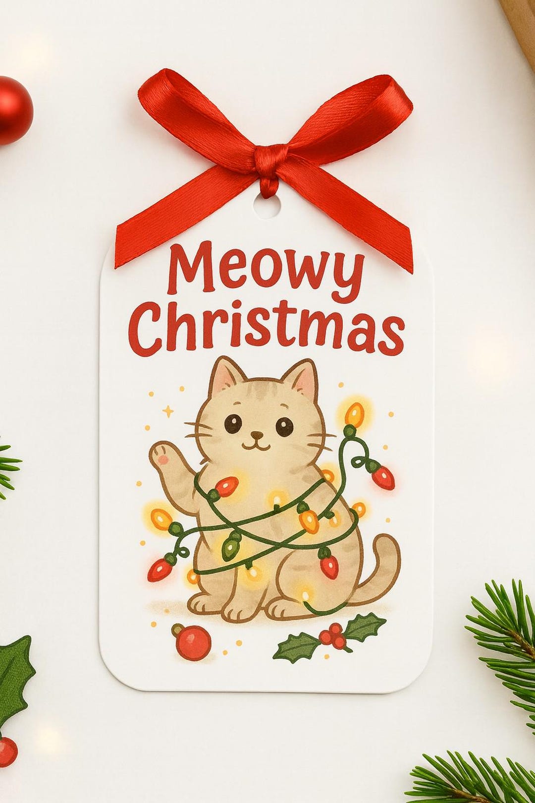 Meowy Christmas Cat Gift Tags | Holiday Cat Lover (instant Download JPG ...