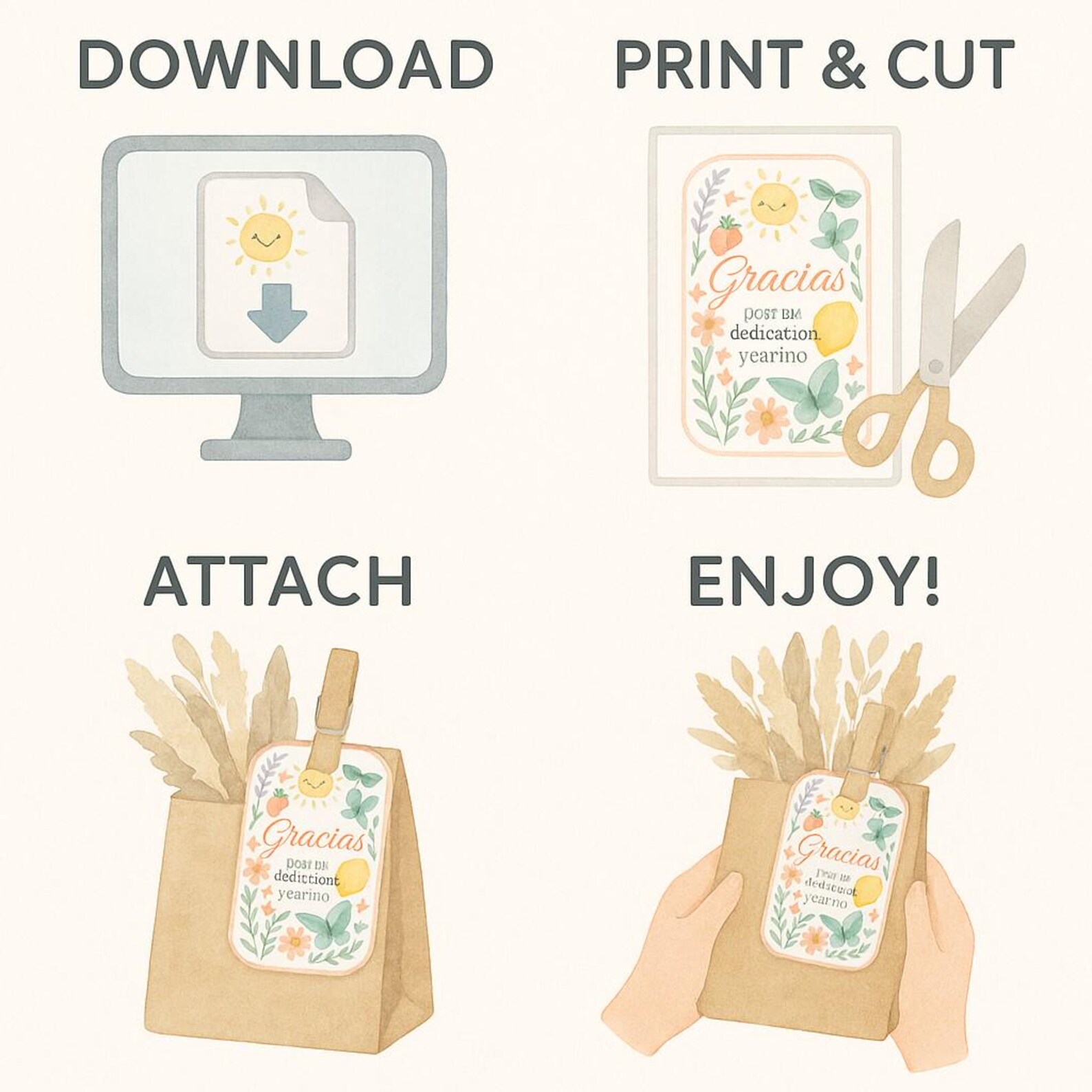 Spanish Teacher Appreciation Gift Tag, Bilingual Thank You Printable ...